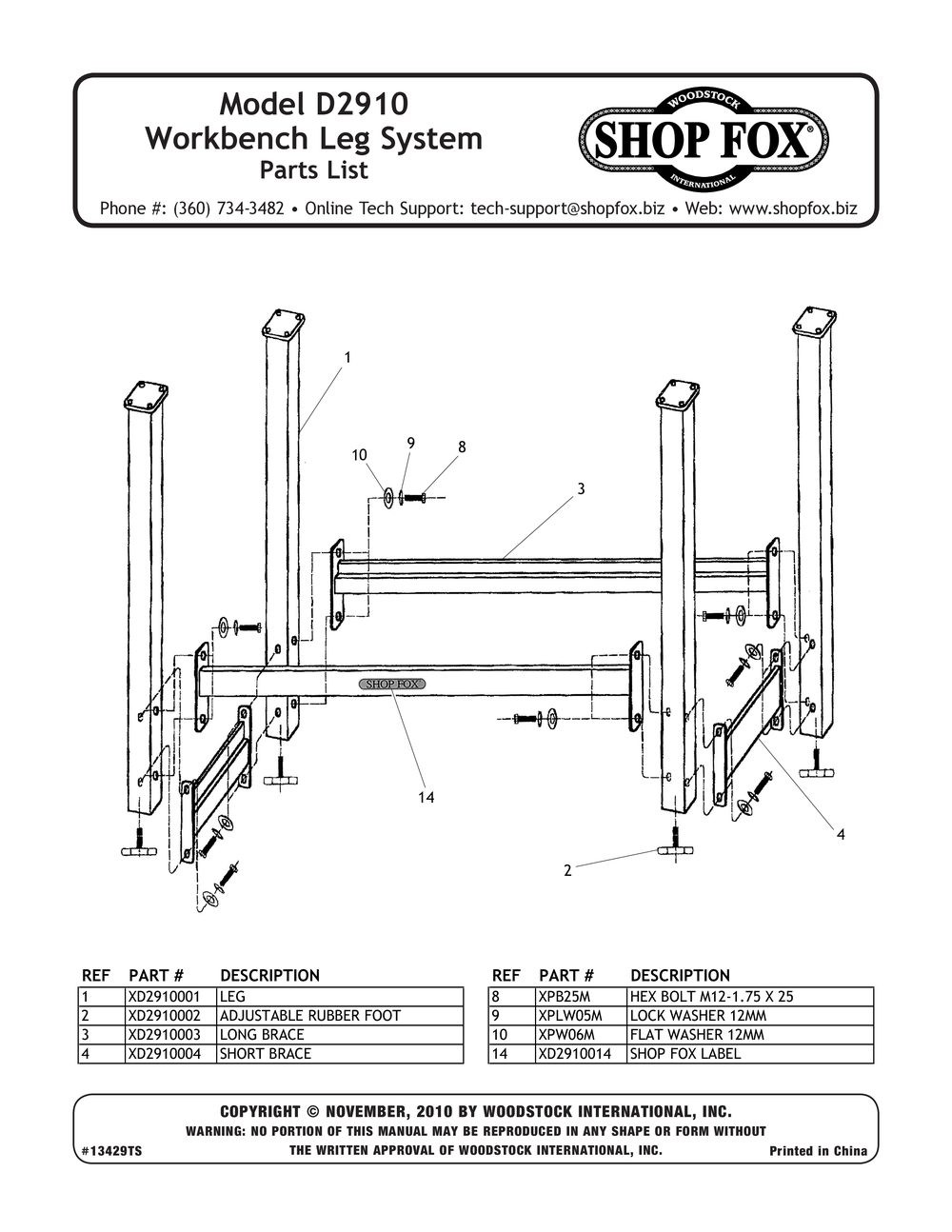 Parts for Super Heavy-Duty Workbench Leg System - Grizzly Industrial, Inc.