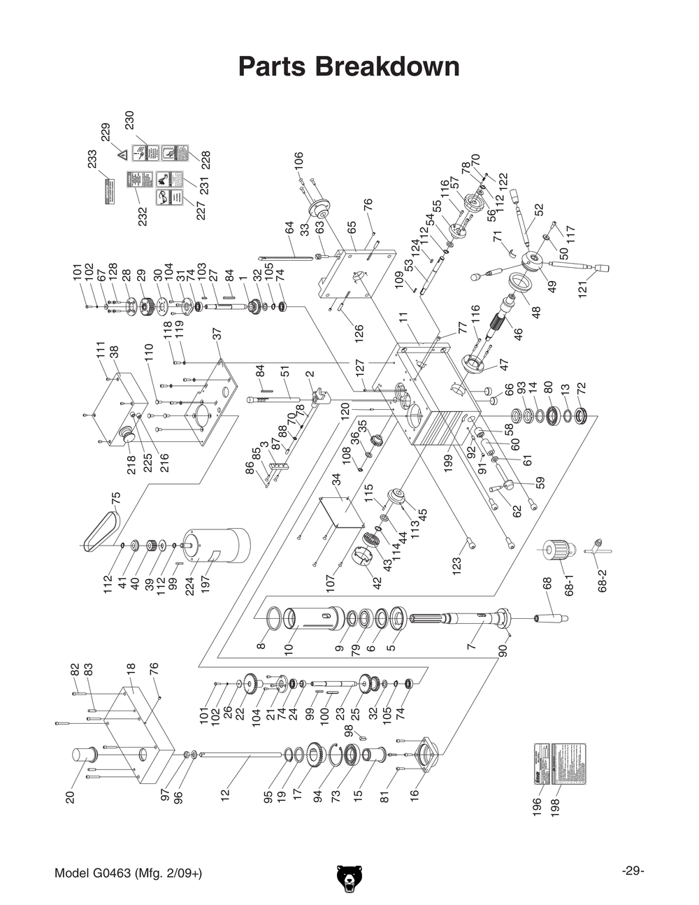 Parts for 6" x 22" 3/4 HP Mill/Drill - Grizzly Industrial, Inc.