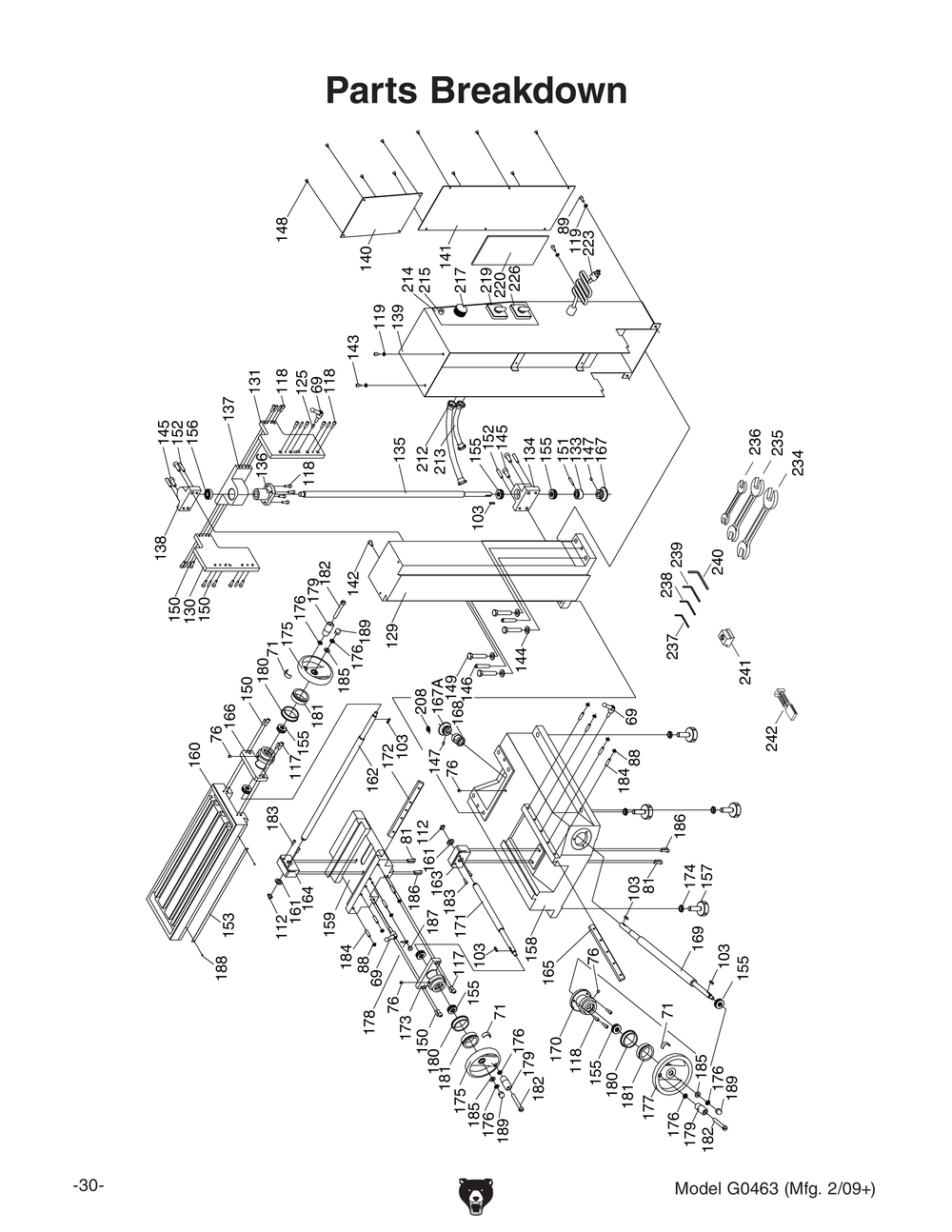 Parts for 6" x 22" 3/4 HP Mill/Drill - Grizzly Industrial, Inc.