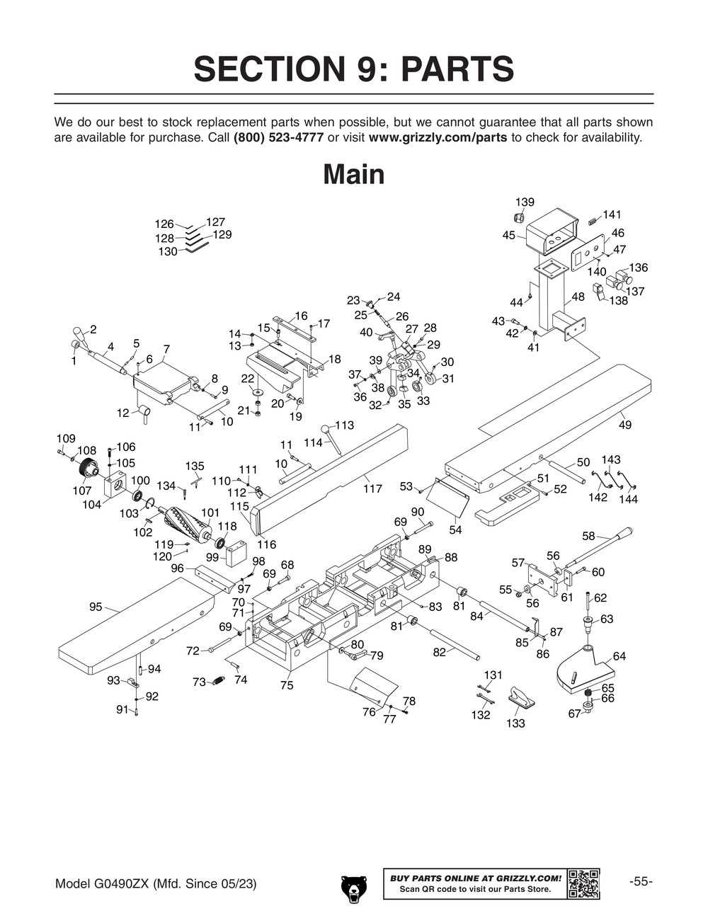 Parts for 8" Jointer with Spiral Cutterhead - Grizzly Industrial, Inc.