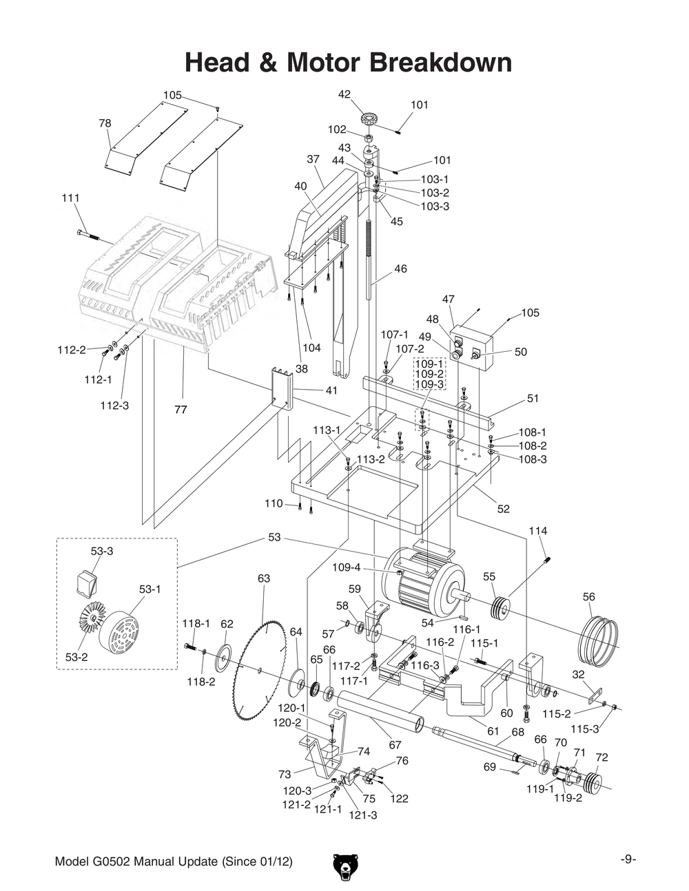 Parts for 18" Cut-Off Saw (Also Known as a "Jump Saw") - Grizzly ...