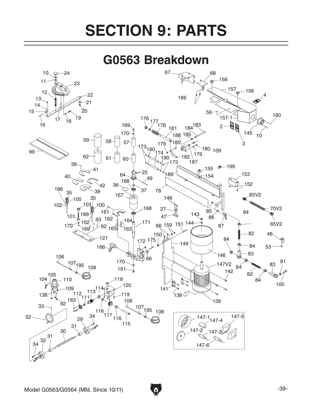 Parts for 6" x 89" Oscillating Edge Sander - Grizzly Industrial, Inc.