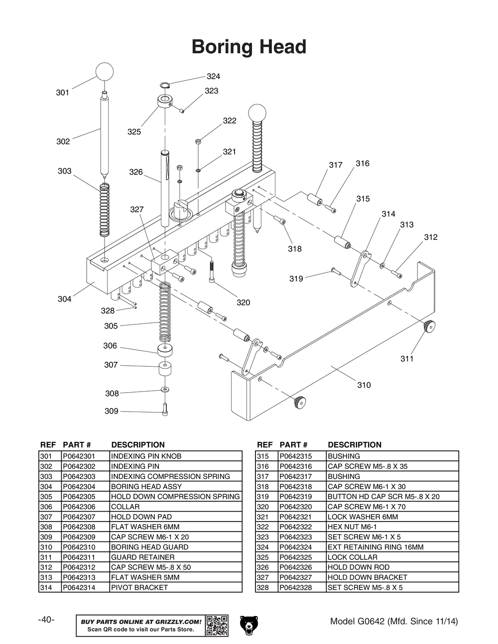 Parts for 15-Bit Line Boring Machine - Grizzly Industrial, Inc.