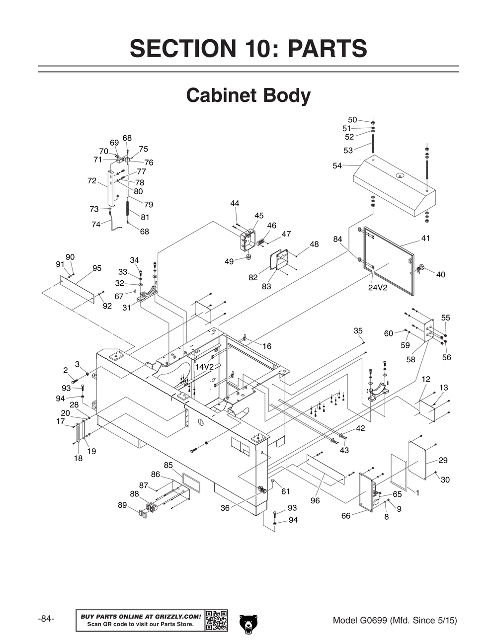 Parts for 12" 7-1/2 HP 3-Phase Sliding Table Saw with Scoring - Grizzly ...