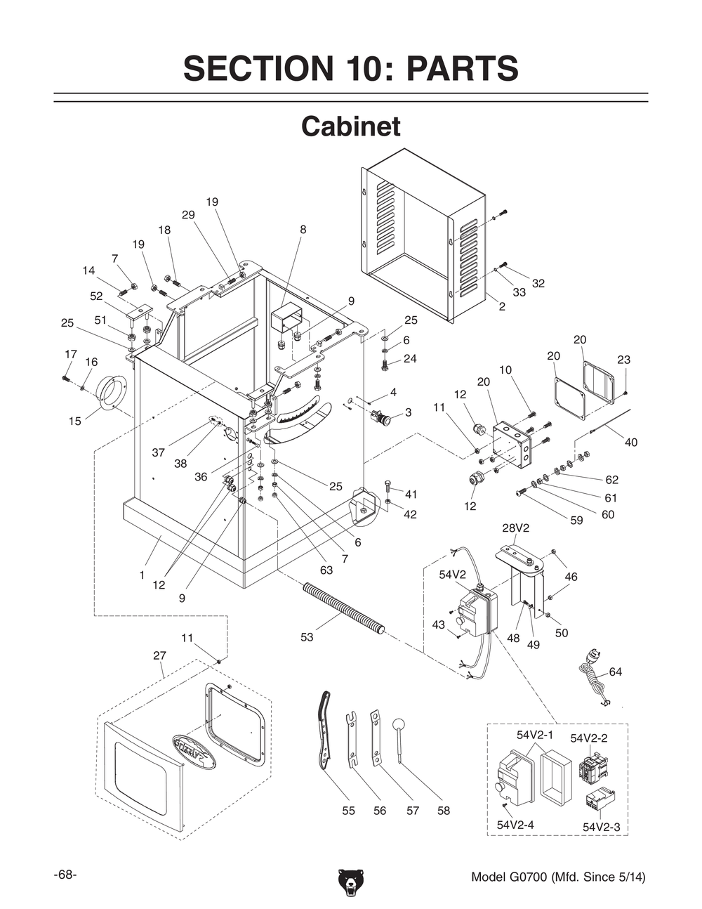 Parts for 10" Sliding Table Saw with Scoring Blade Arbor - Grizzly ...