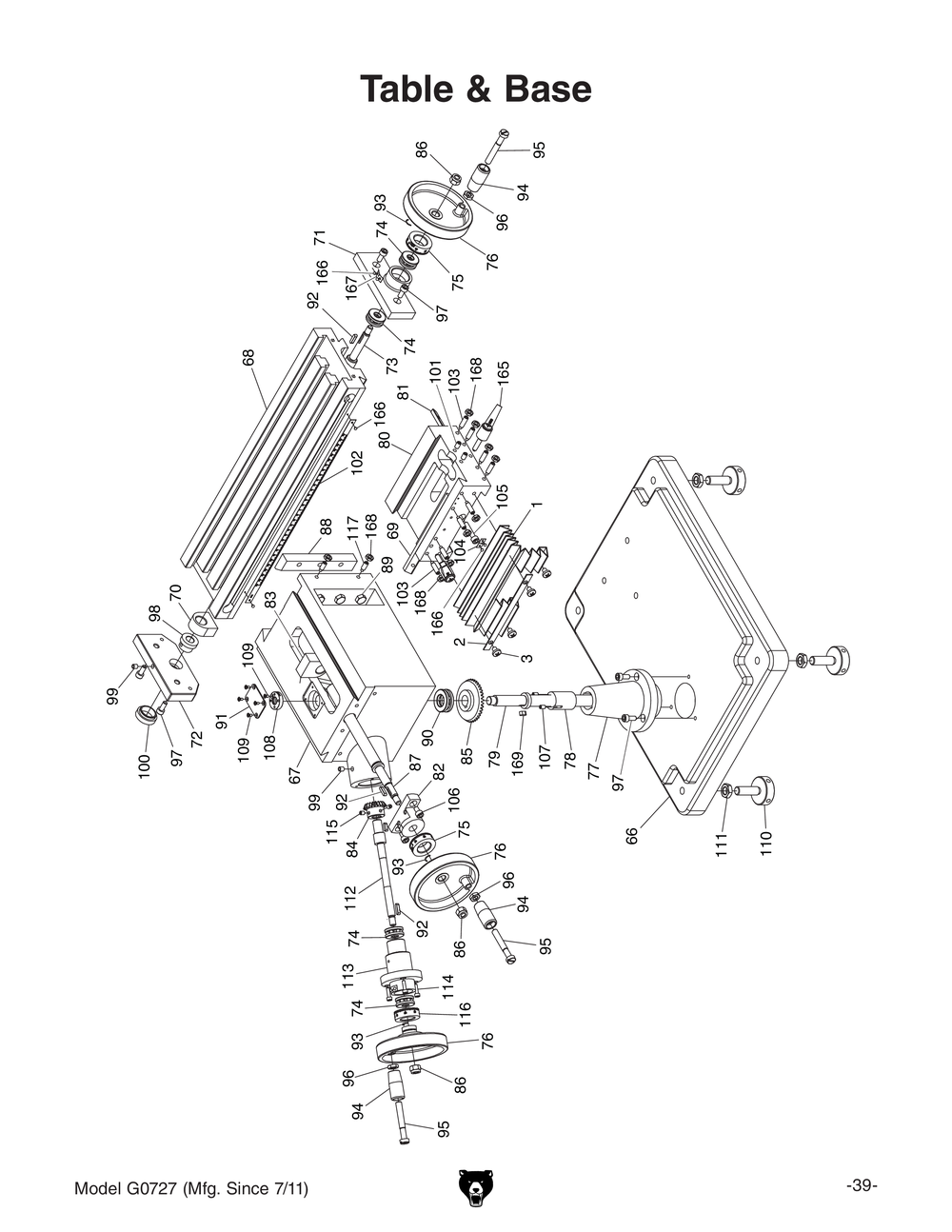 Parts for 5" x 18" 1/2 HP Mini Horizontal/Vertical Mill - Grizzly ...