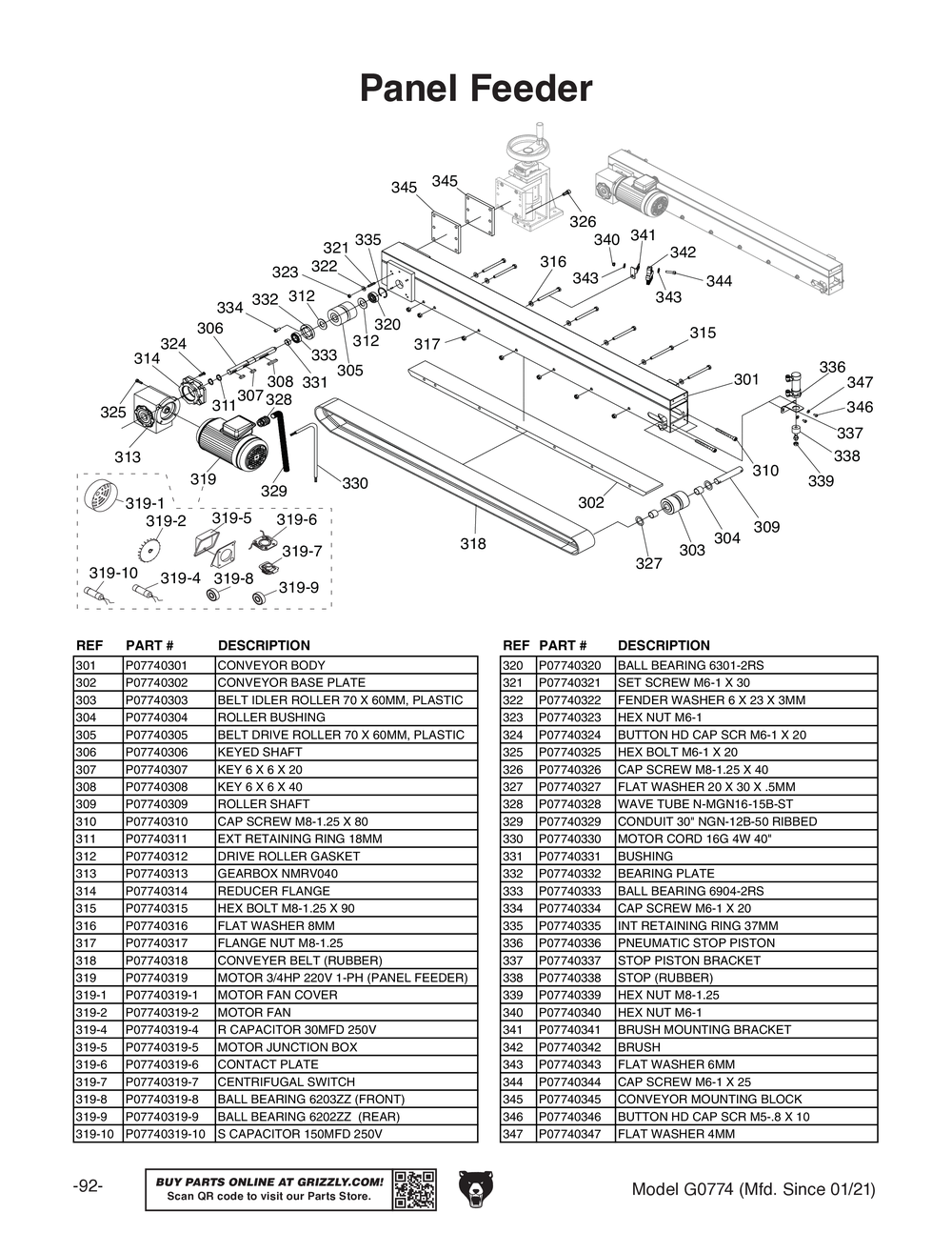 Parts for Automatic Edgebander - Grizzly Industrial, Inc.