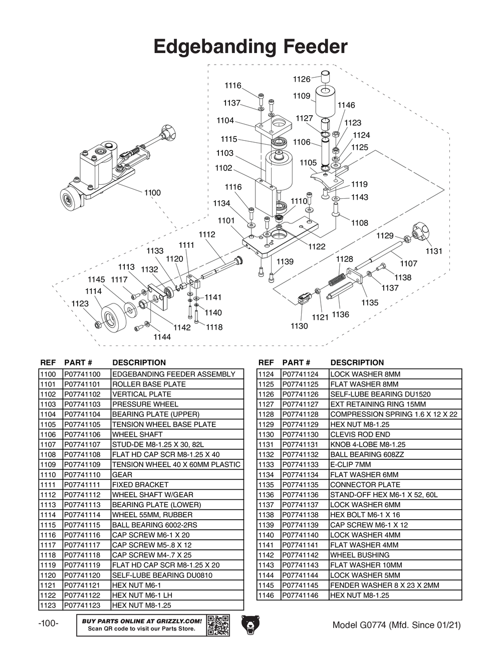 Parts for Automatic Edgebander - Grizzly Industrial, Inc.