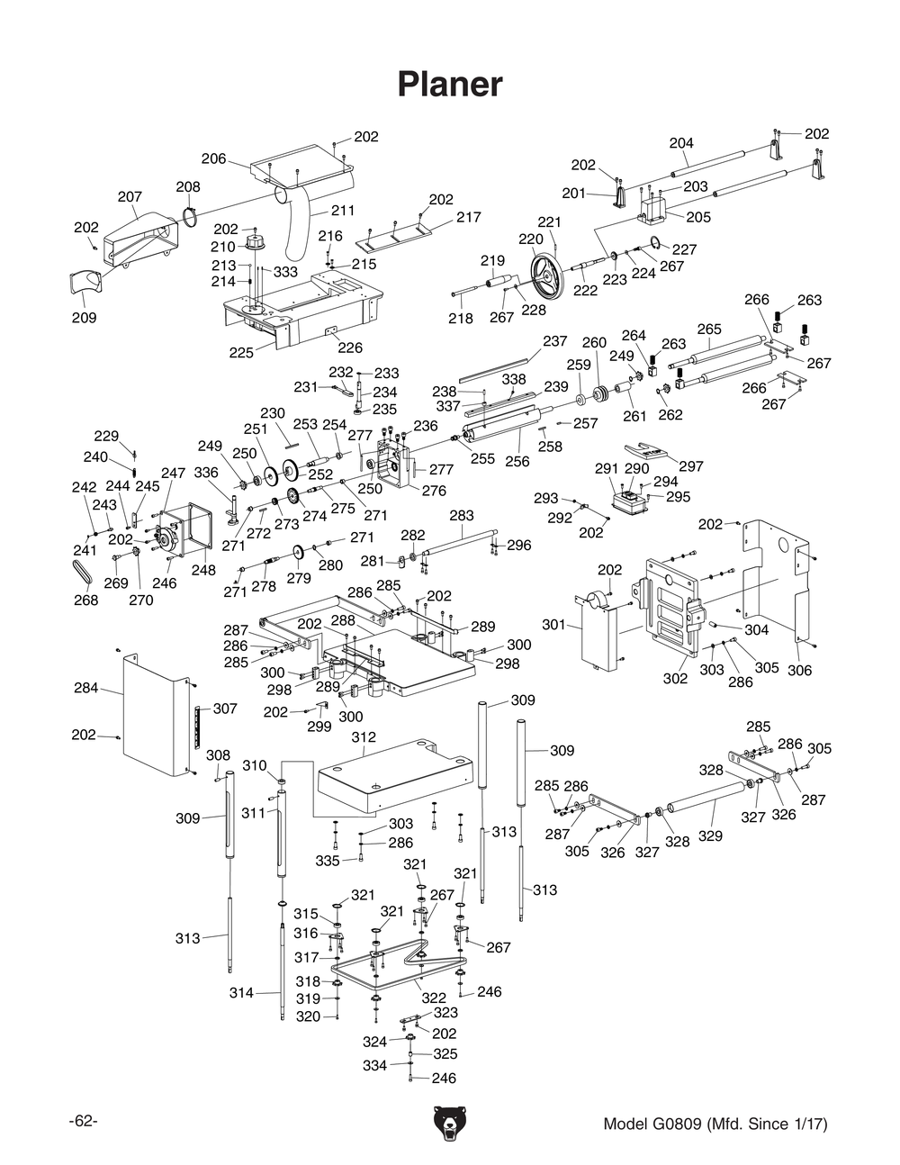Parts for Combination Jointer/Planer with Fixed Tables - Grizzly ...