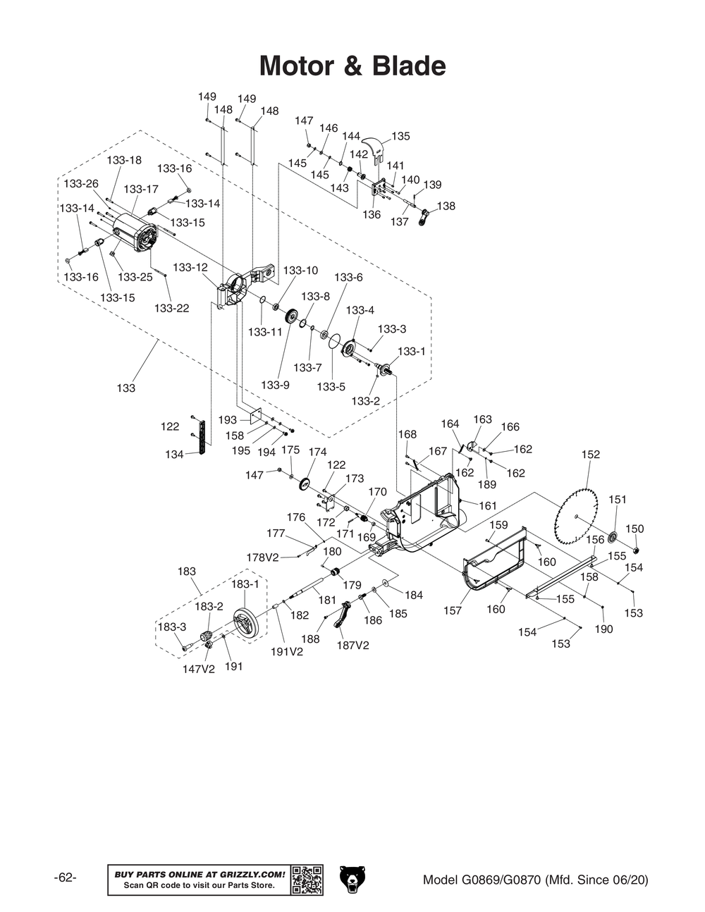 Parts for 10" 2 HP Benchtop Table Saw - Grizzly Industrial, Inc.