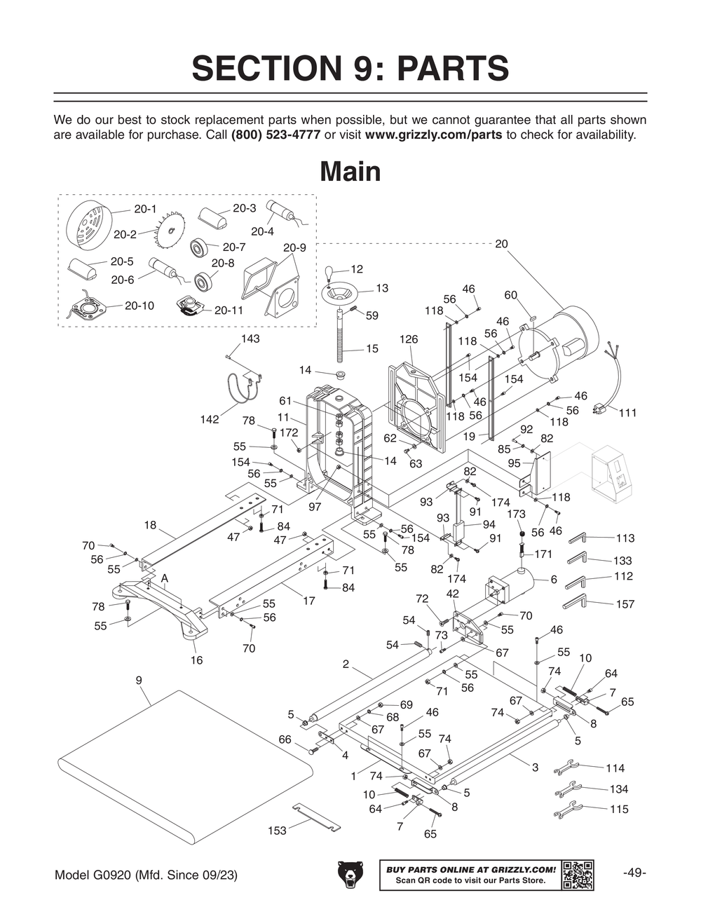 Parts for 22" Variable-Speed Open-Ended Drum Sander - Grizzly ...