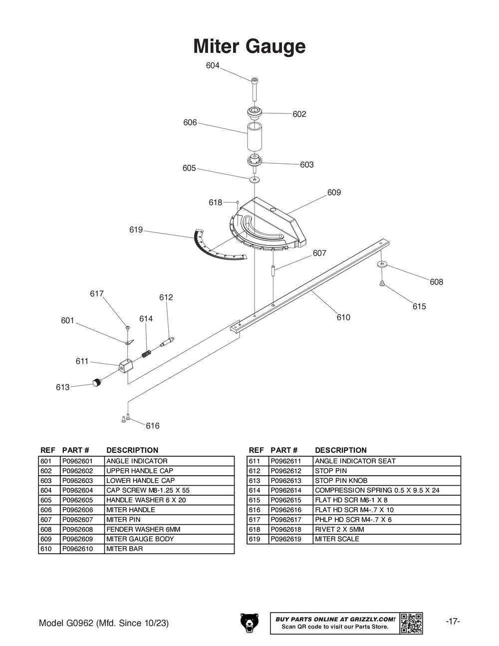 Parts for 10" 2 HP Open-Stand Hybrid Table Saw - Grizzly Industrial, Inc.