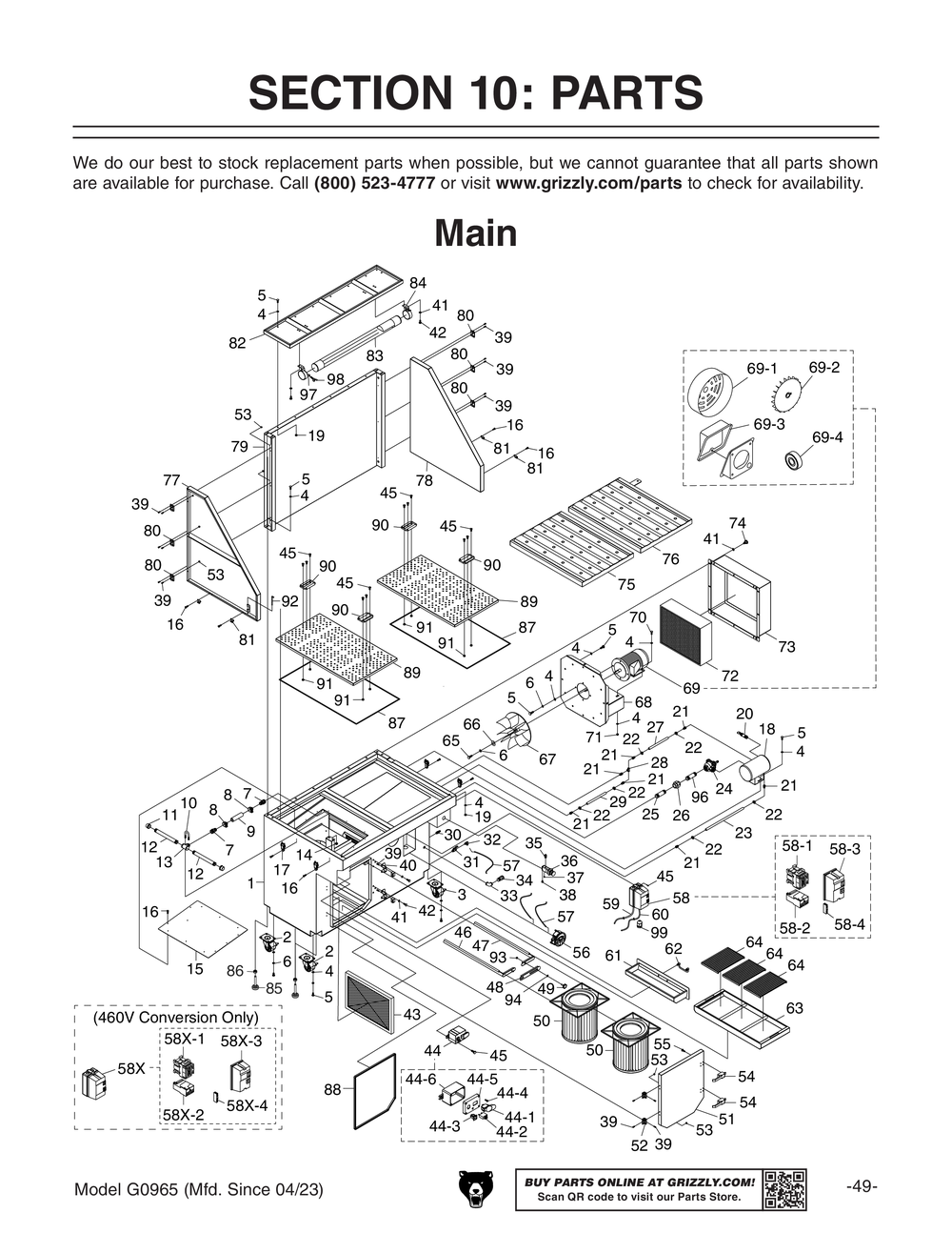 Parts for 2 HP Metalworking Downdraft Table - Grizzly Industrial, Inc.