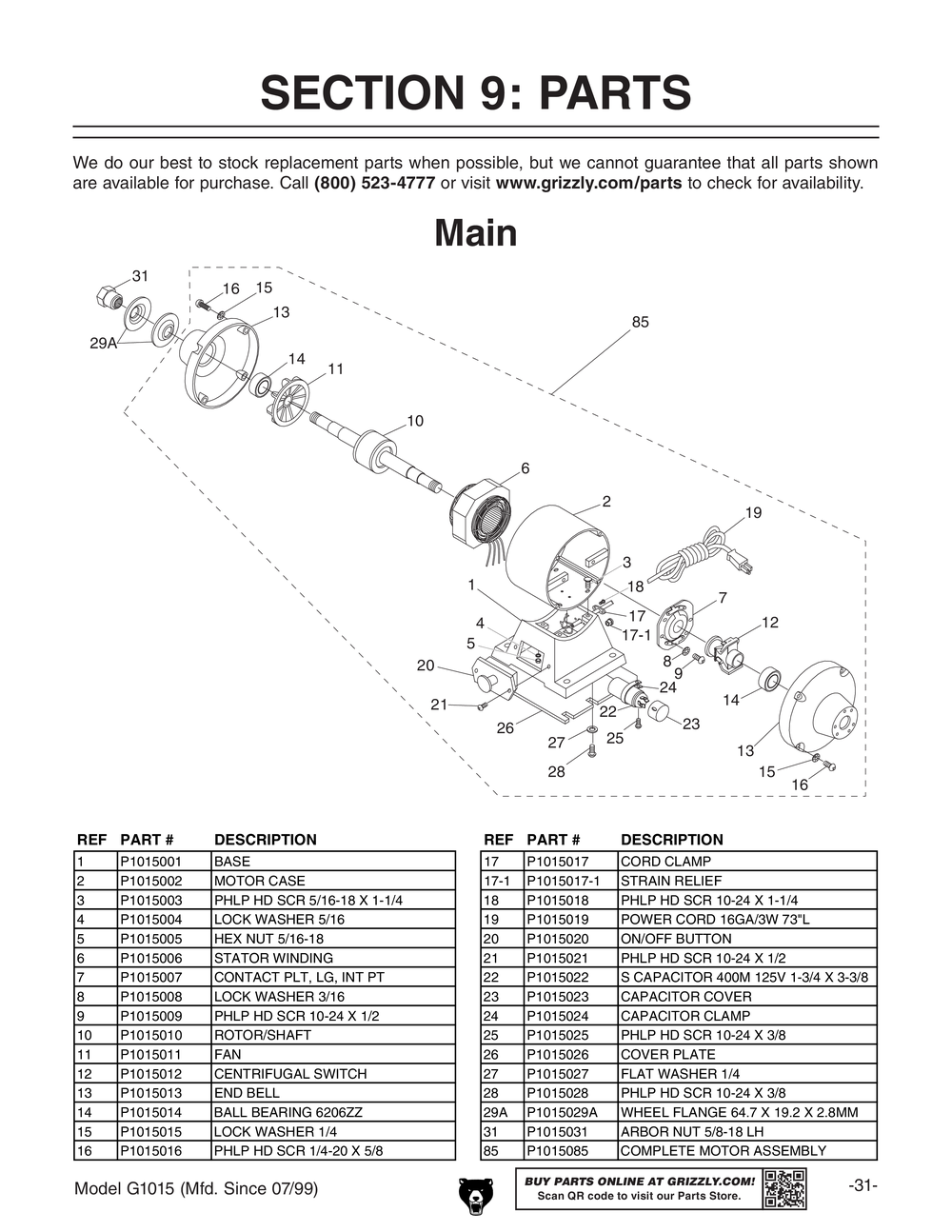 Parts for Knife Grinder, Sander, and Buffer - Grizzly Industrial, Inc.
