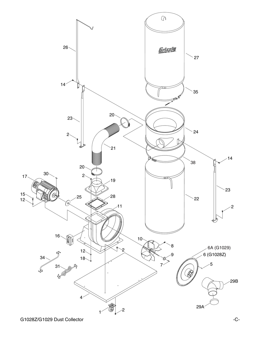 Parts for 2 HP Dust Collector - Grizzly Industrial, Inc.