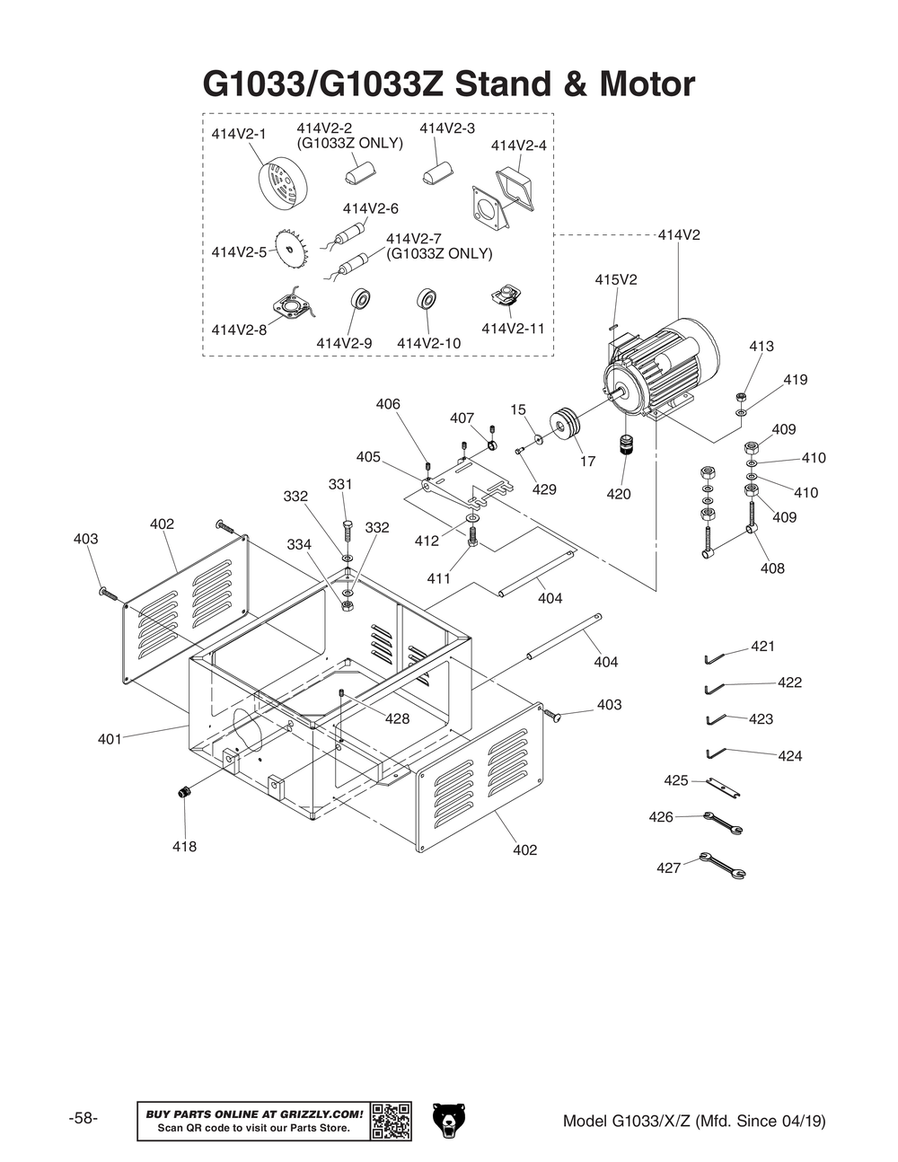 Parts for 20" 3 HP Planer - Grizzly Industrial, Inc.