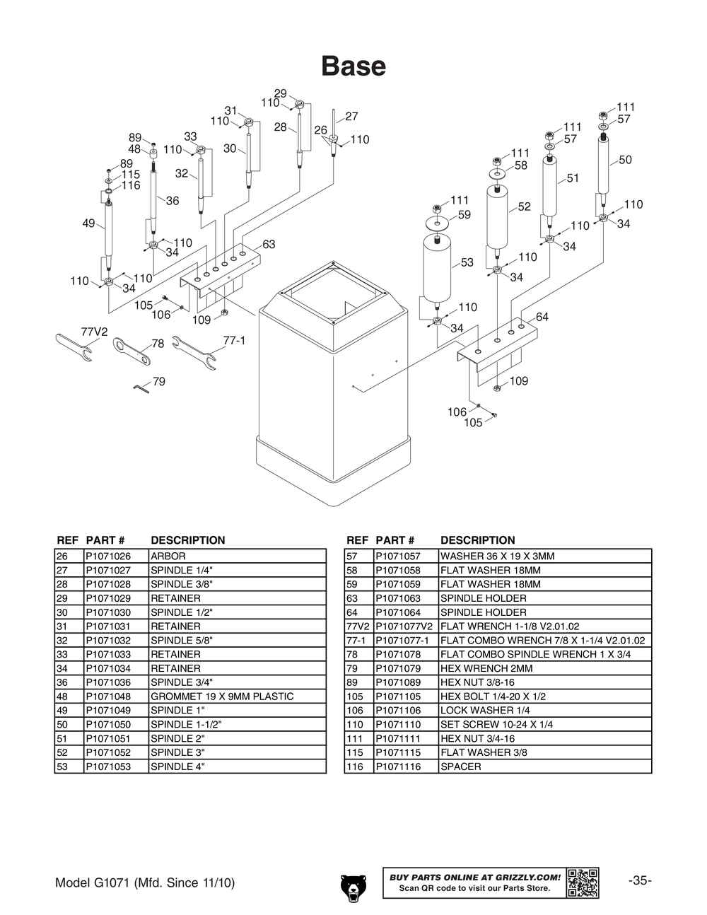 Parts for 1 HP Oscillating Spindle Sander - Grizzly Industrial, Inc.