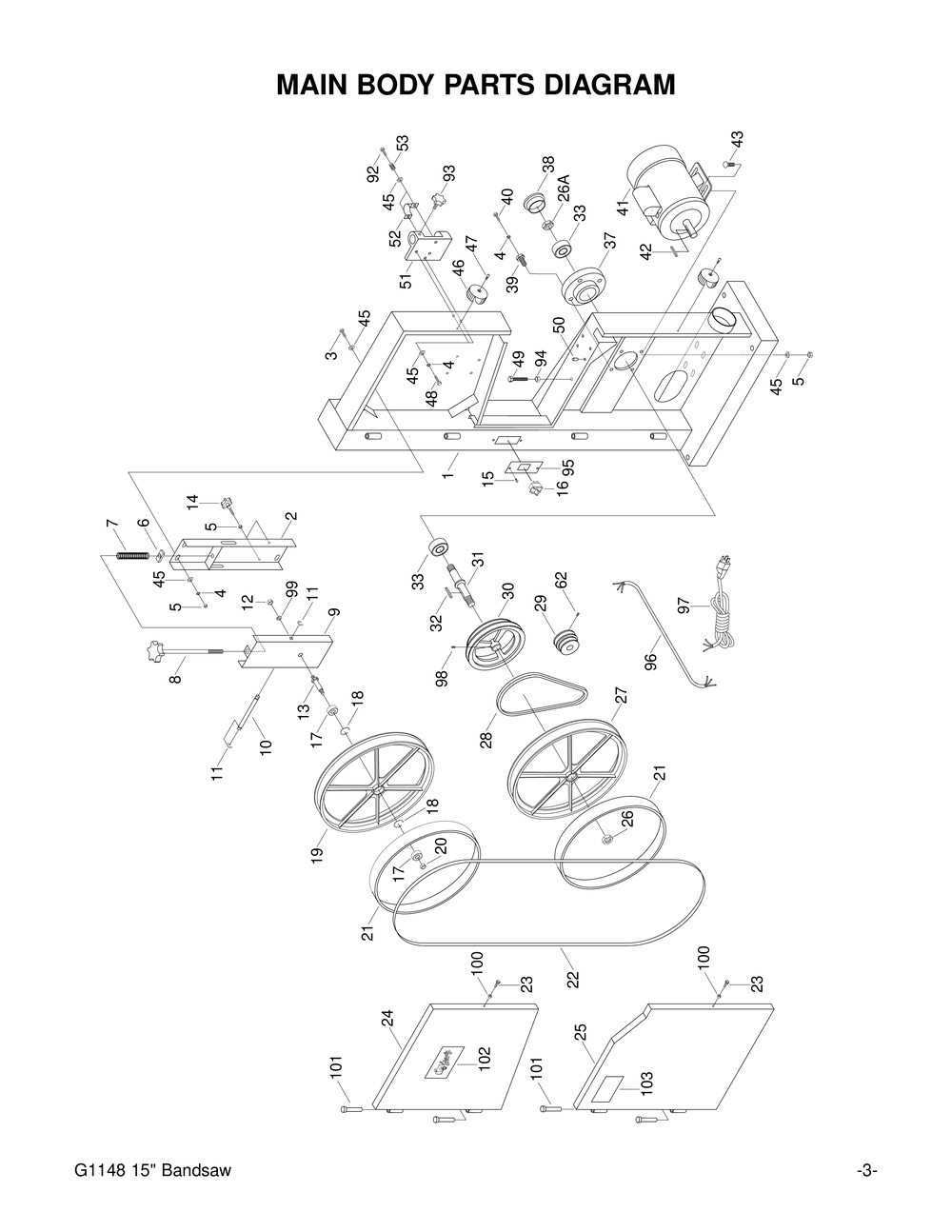 Parts for Heavy-Duty 15" Bandsaw - Grizzly Industrial, Inc.