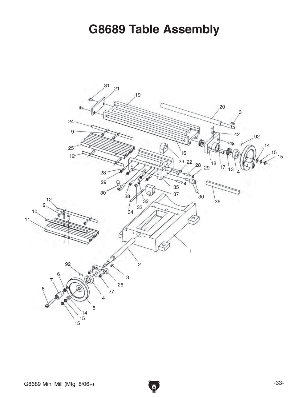 Parts for 4" x 16" Mini Milling Machine - Grizzly Industrial, Inc.