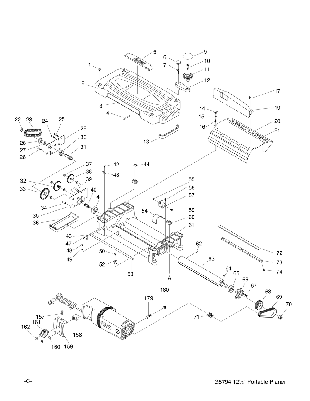 Parts for 12-1/2" Portable Planer - Grizzly Industrial, Inc.