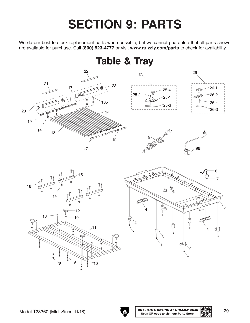 Parts for 7" Overhead Wet-Cutting Tile Saw - Grizzly Industrial, Inc.