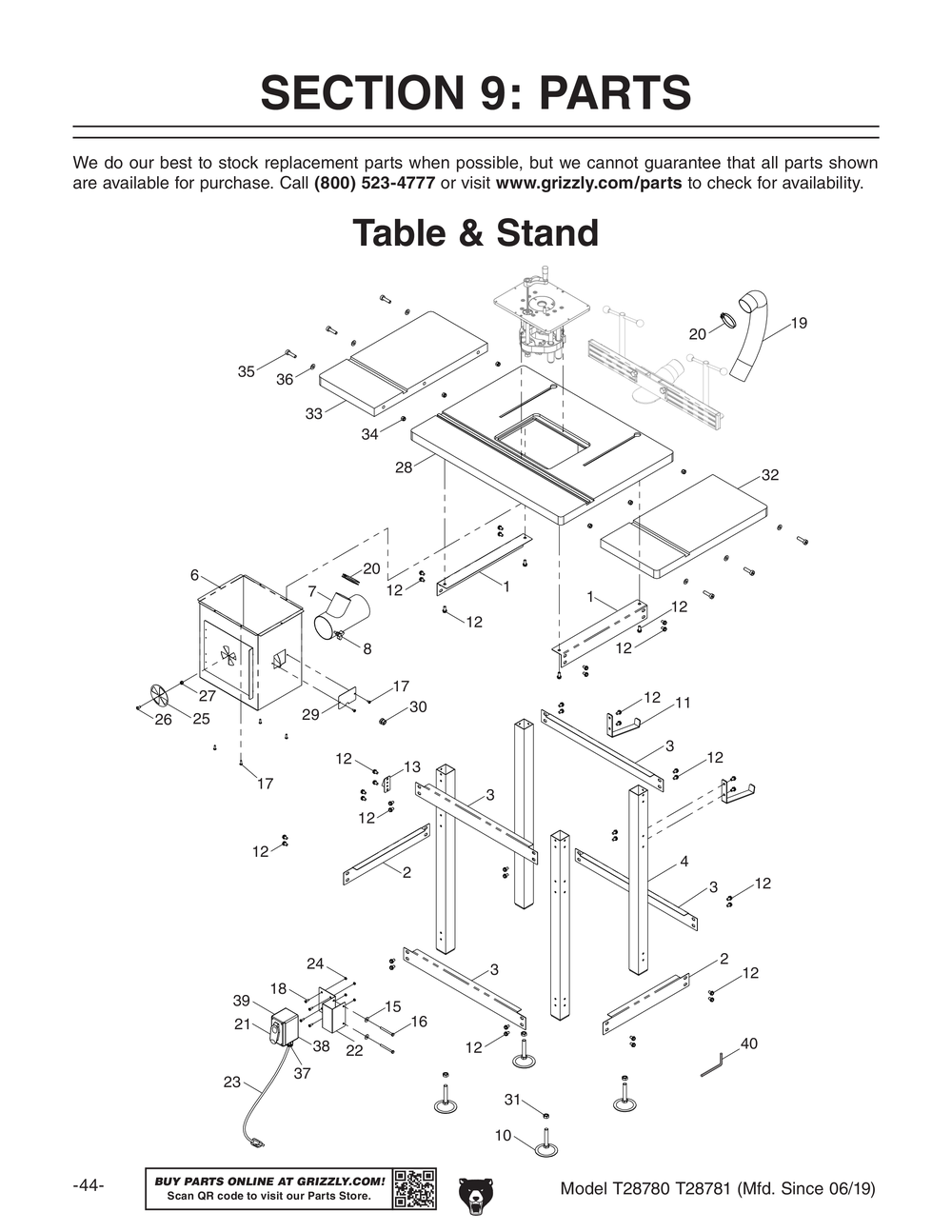 Parts for Router Table with Lift - Grizzly Industrial, Inc.