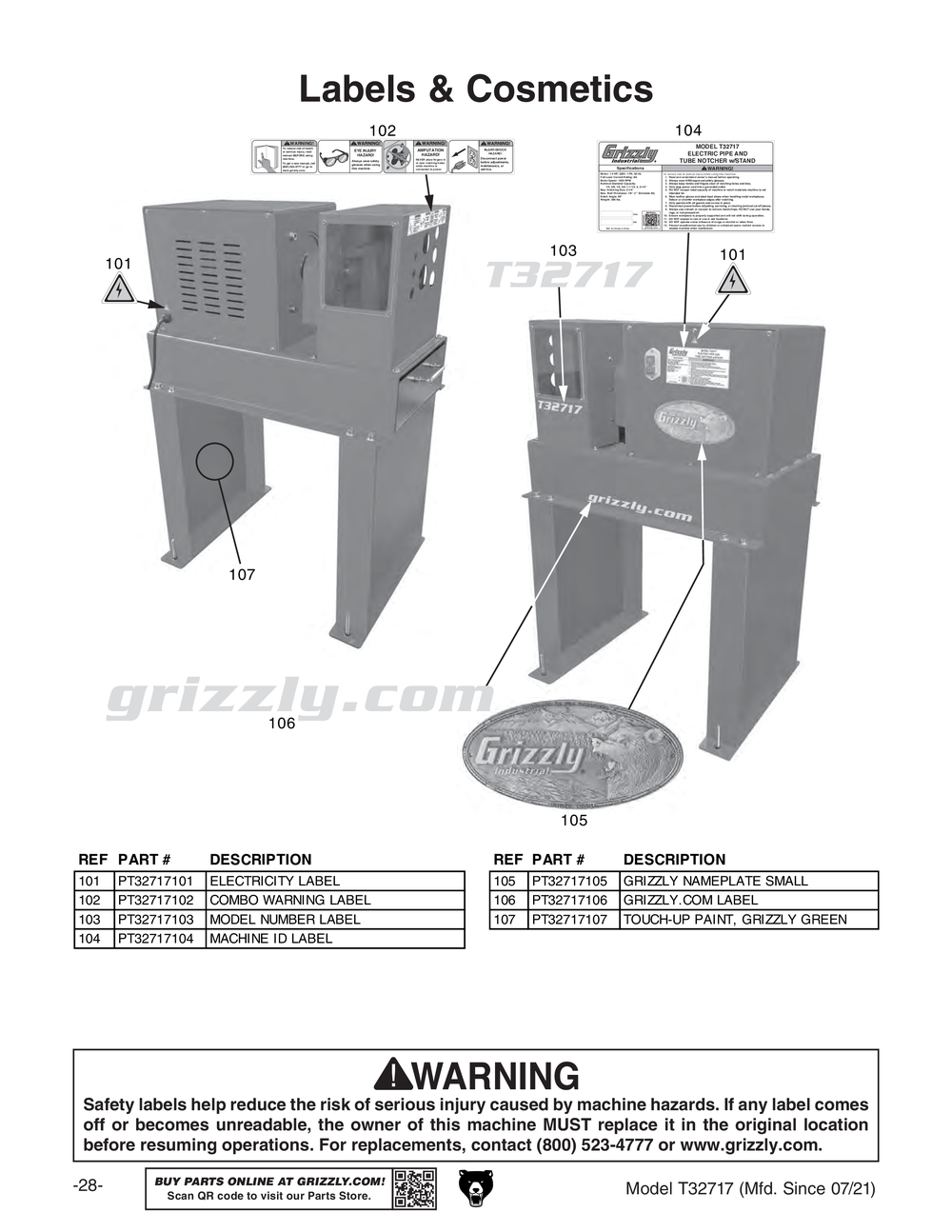 Parts for Electric Pipe & Tubing Notcher with Stand - Grizzly ...
