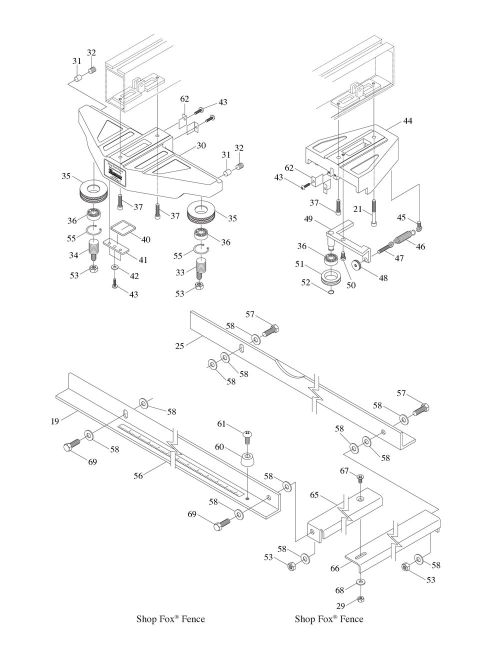 Parts for Fence w/ Standard Rails - Grizzly Industrial, Inc.