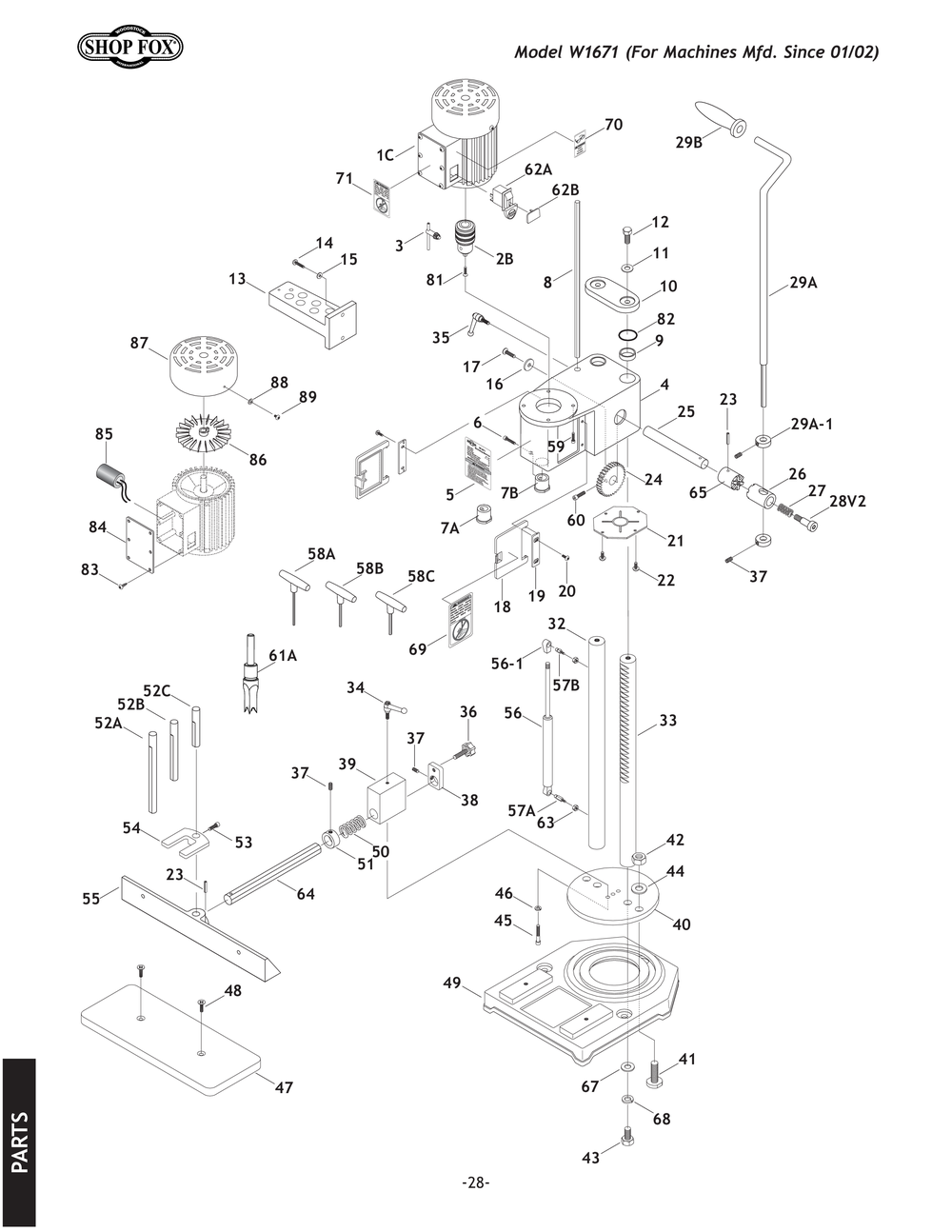 Parts for 3/4 HP Mortising Machine - Grizzly Industrial, Inc.