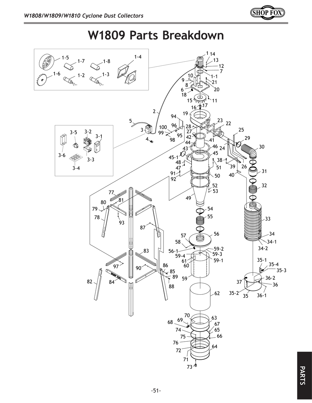 Parts for 3 HP Cyclone Dust Collector - Grizzly Industrial, Inc.