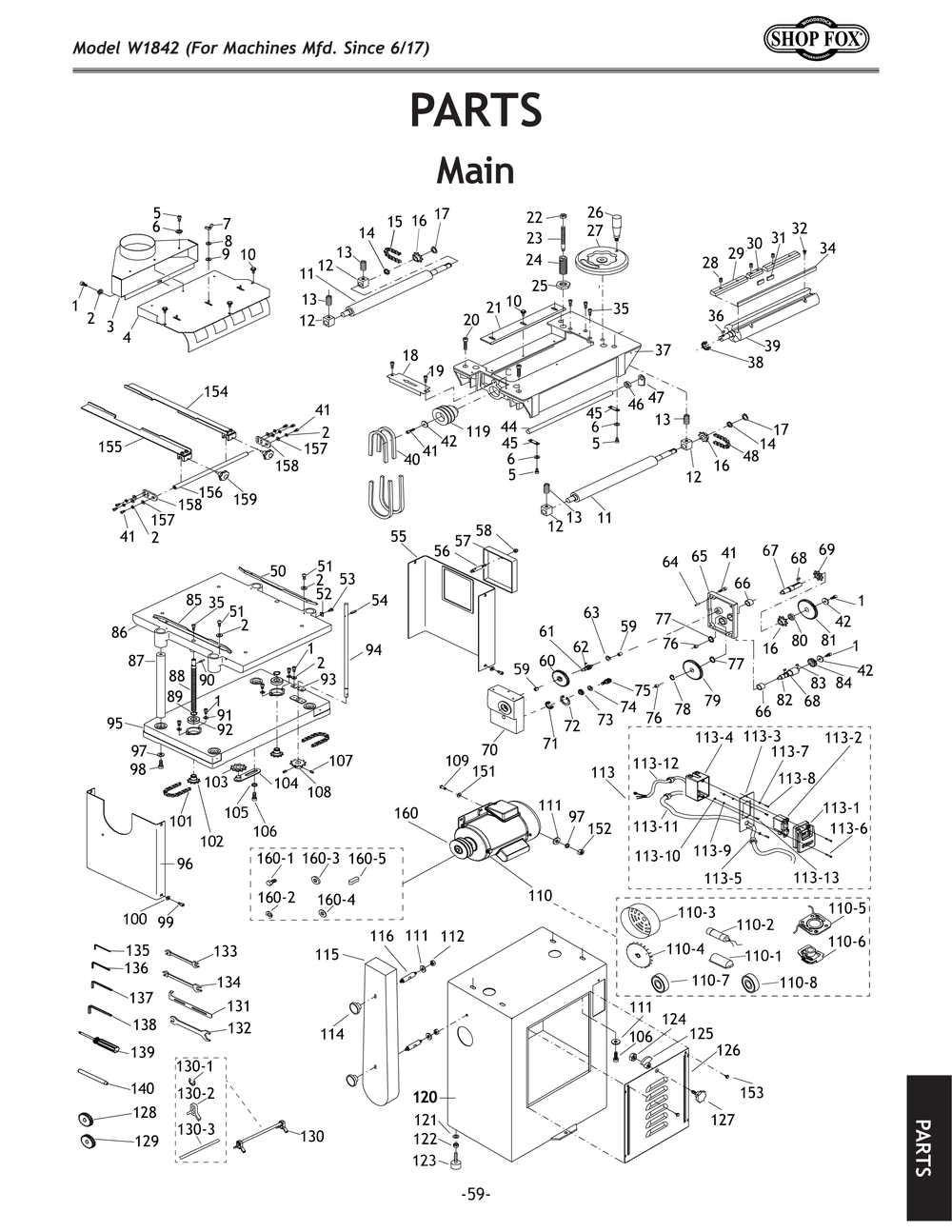 Parts for 13" Planer/Moulder - Grizzly Industrial, Inc.