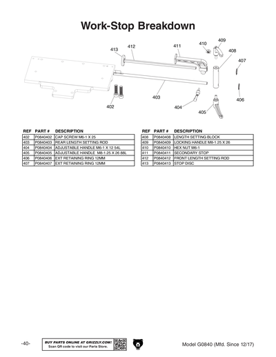 Parts for Mortising Machine with XY Table and Stand - Grizzly ...