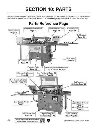 Parts for Compact Automatic Edgebander - Grizzly Industrial