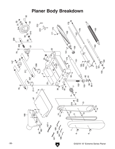 Parts for 15" Extreme Series Spiral Cutterhead Planer - Grizzly ...