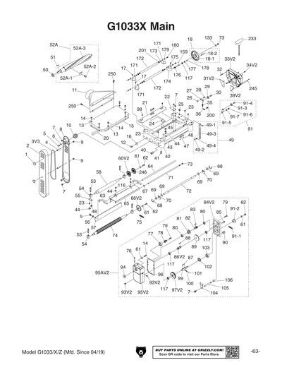 Parts for 20" 3 HP Planer - Grizzly Industrial, Inc.