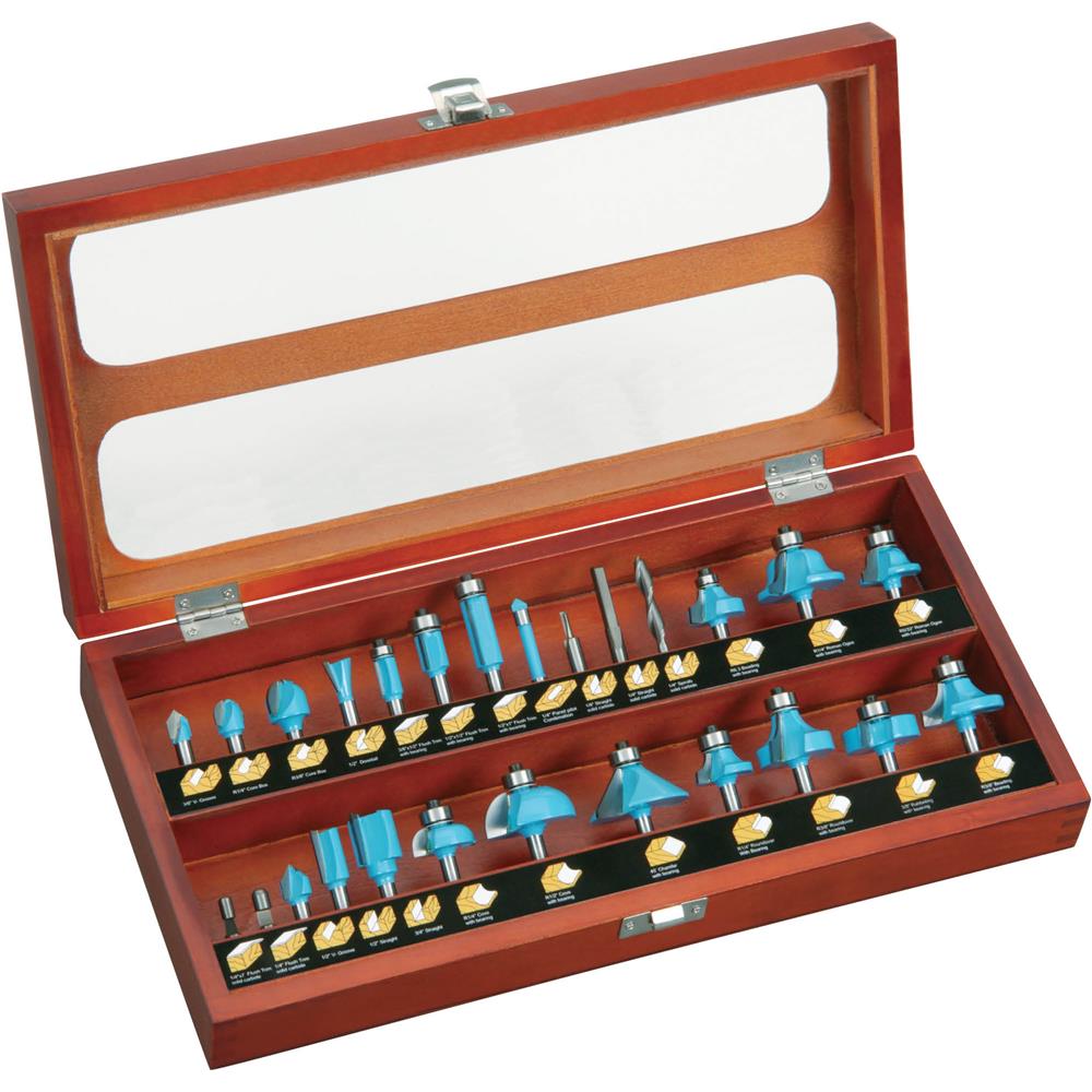 26 Pc. Carbide Tipped Router Bit Set, 1/4" Shank - Grizzly Industrial