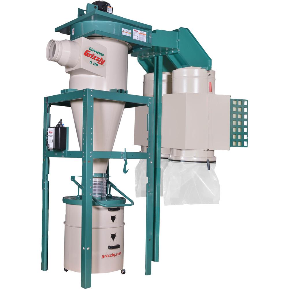 5 HP Dual-Filtration HEPA Cyclone Dust Collector - Grizzly Industrial