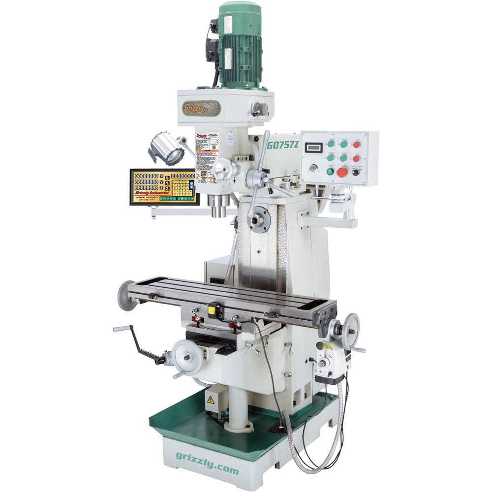 Grizzly G0757Z - 9" x 39" 3 HP Variable-Speed Horizontal/Vertical Mill ...