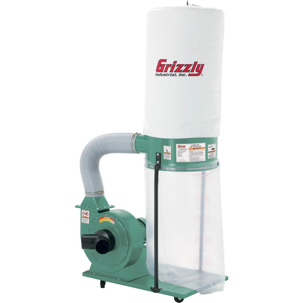 2 HP Dust Collector with 2.5 Micron Bag and New Impeller - Grizzly ...