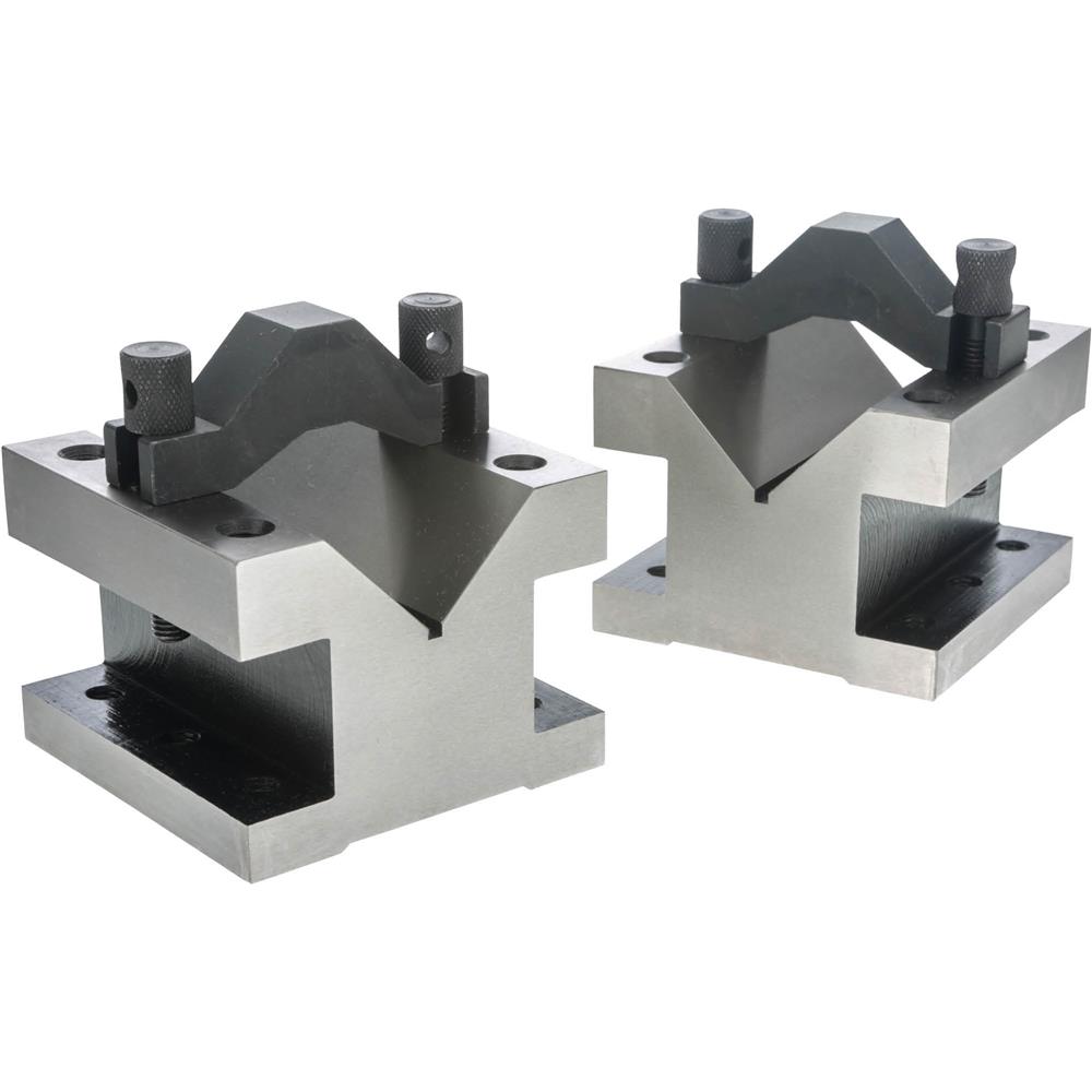 90 V-Blocks w/ Clamp Set - 4-1/8" x 4-1/8" x 3-1/16" - Grizzly Industrial