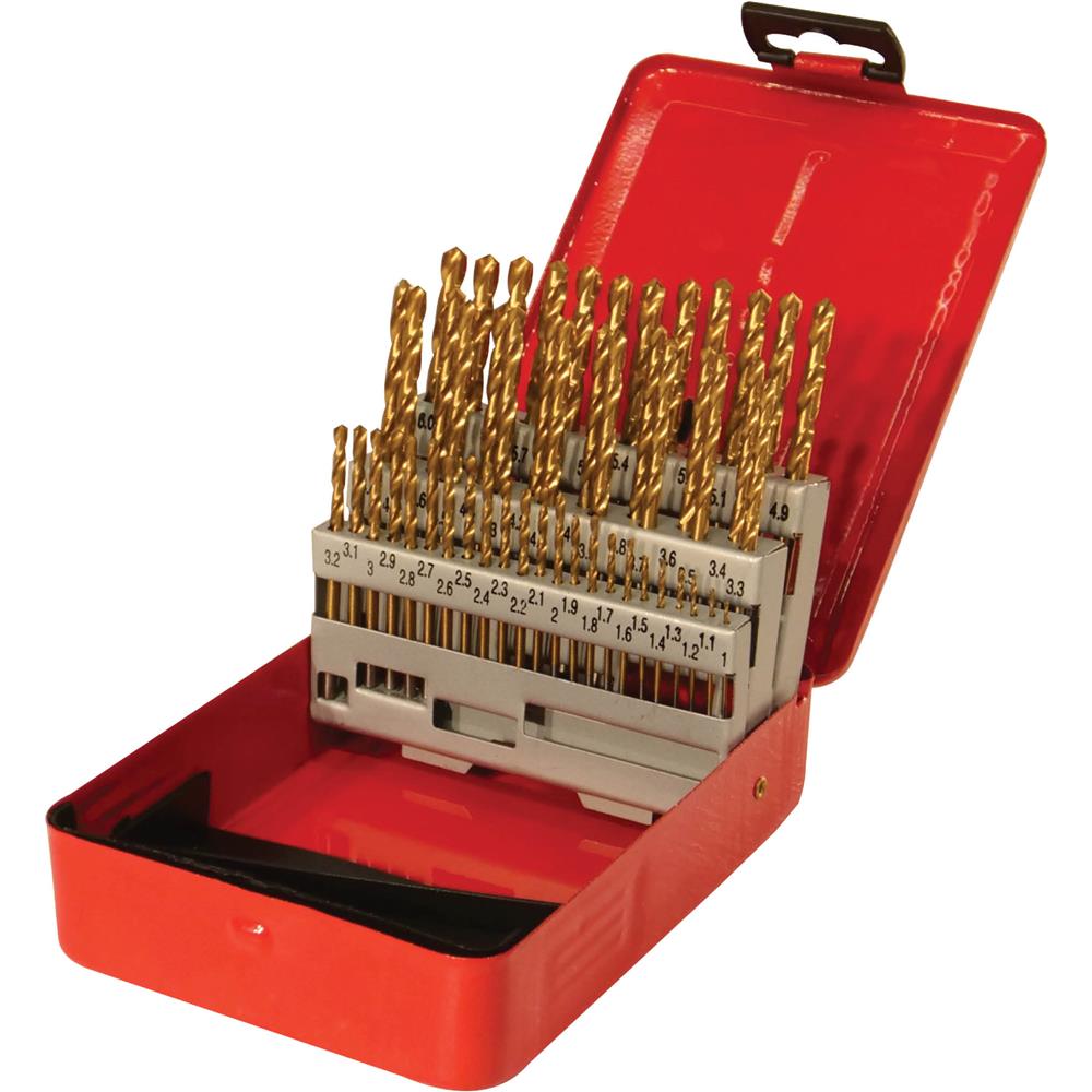 TiN Coated Drill Set - 50 pc. Metric - Grizzly Industrial