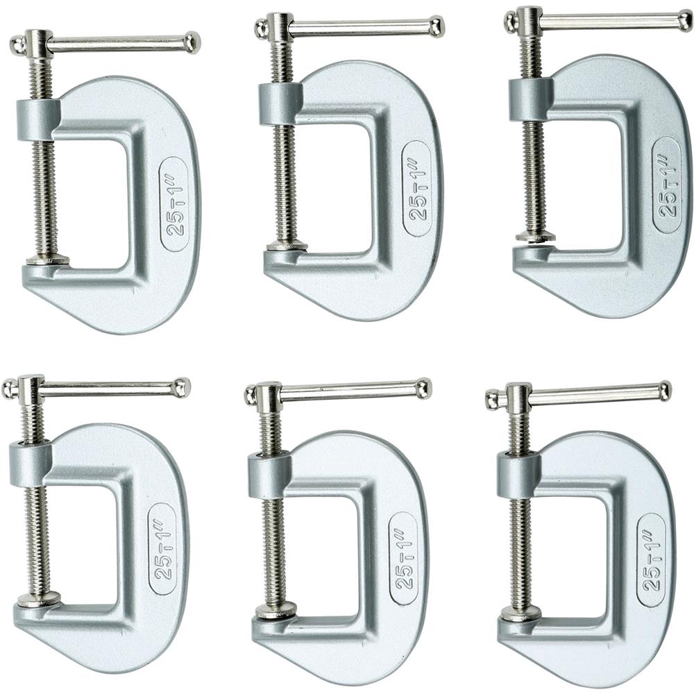 Aluminum C-Clamps - Set of 6 - 1" Opening - Grizzly Industrial
