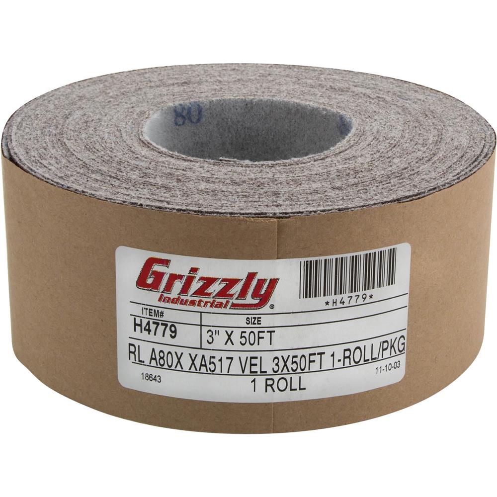 Grizzly H4779 - 3" x 50' A/O Sanding Roll 80 Grit, H&L - Grizzly ...