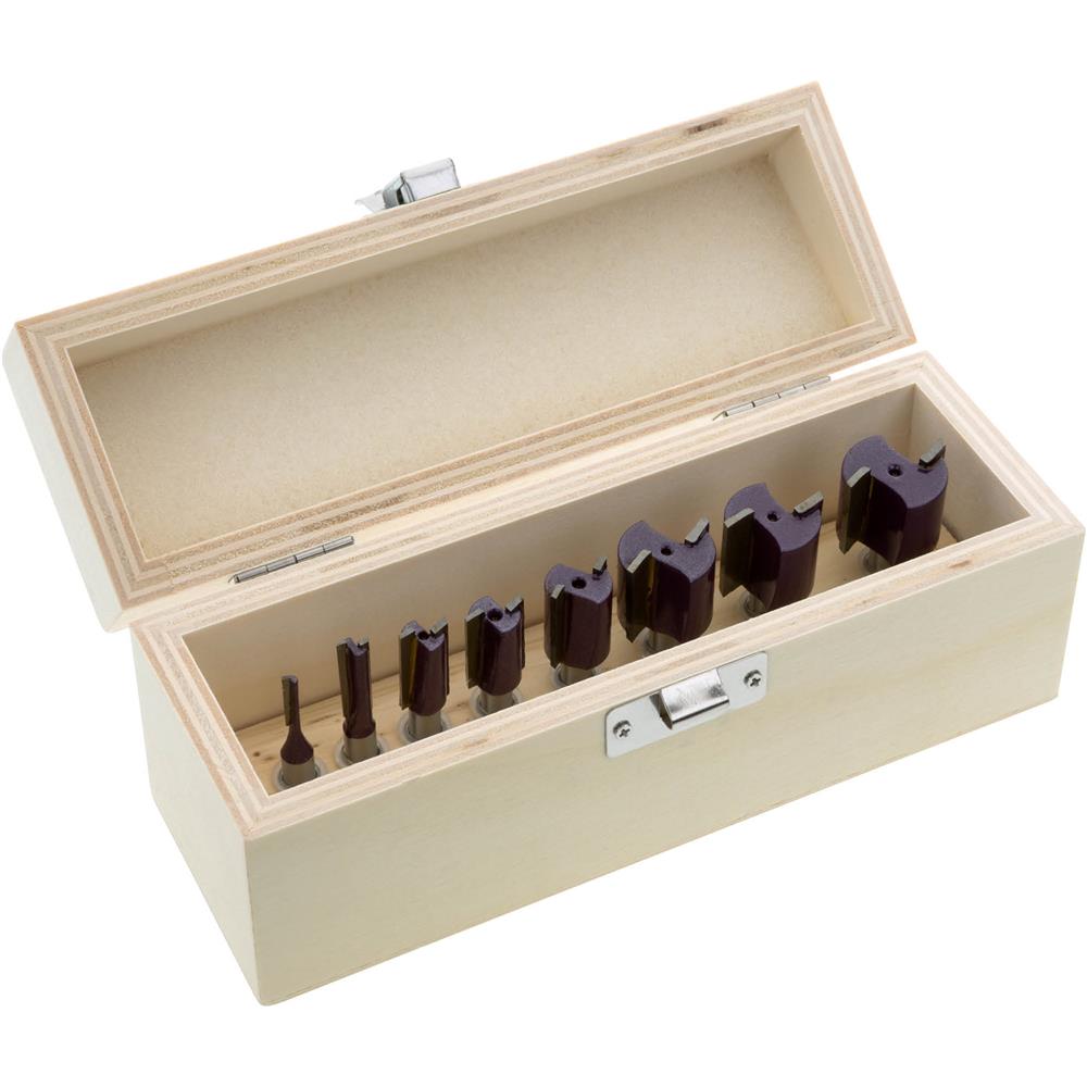 Deluxe Straight Bit 8 Pc. Set, 1/4" Shank - Grizzly Industrial