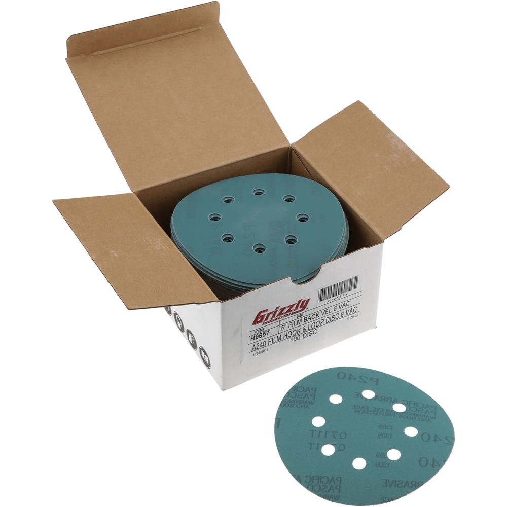 5" A/O Sanding Disc, 240 Grit H&L 8 Hole, 100 pk. at Grizzly.com
