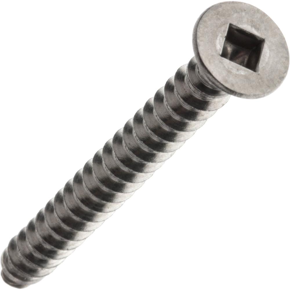 #10 x 2" Stainless Steel Square Drive Flat Head Sheet Metal Screw, 100 ...