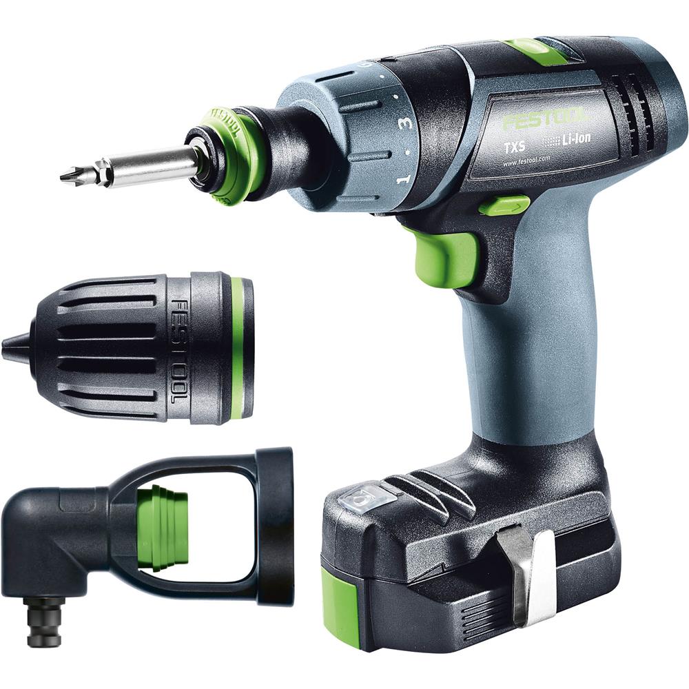 TXS 10.8V Li-Ion Cordless Drill Set w/ Right Angle Chuck at Grizzly.com