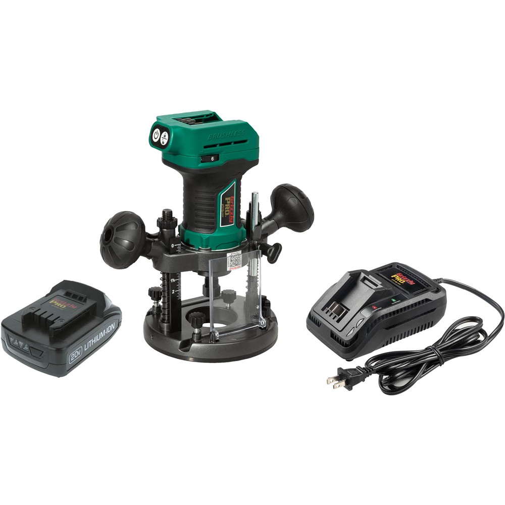 20V 1/4" Plunge Router Kit with Li-Ion Battery & Charger - Grizzly ...