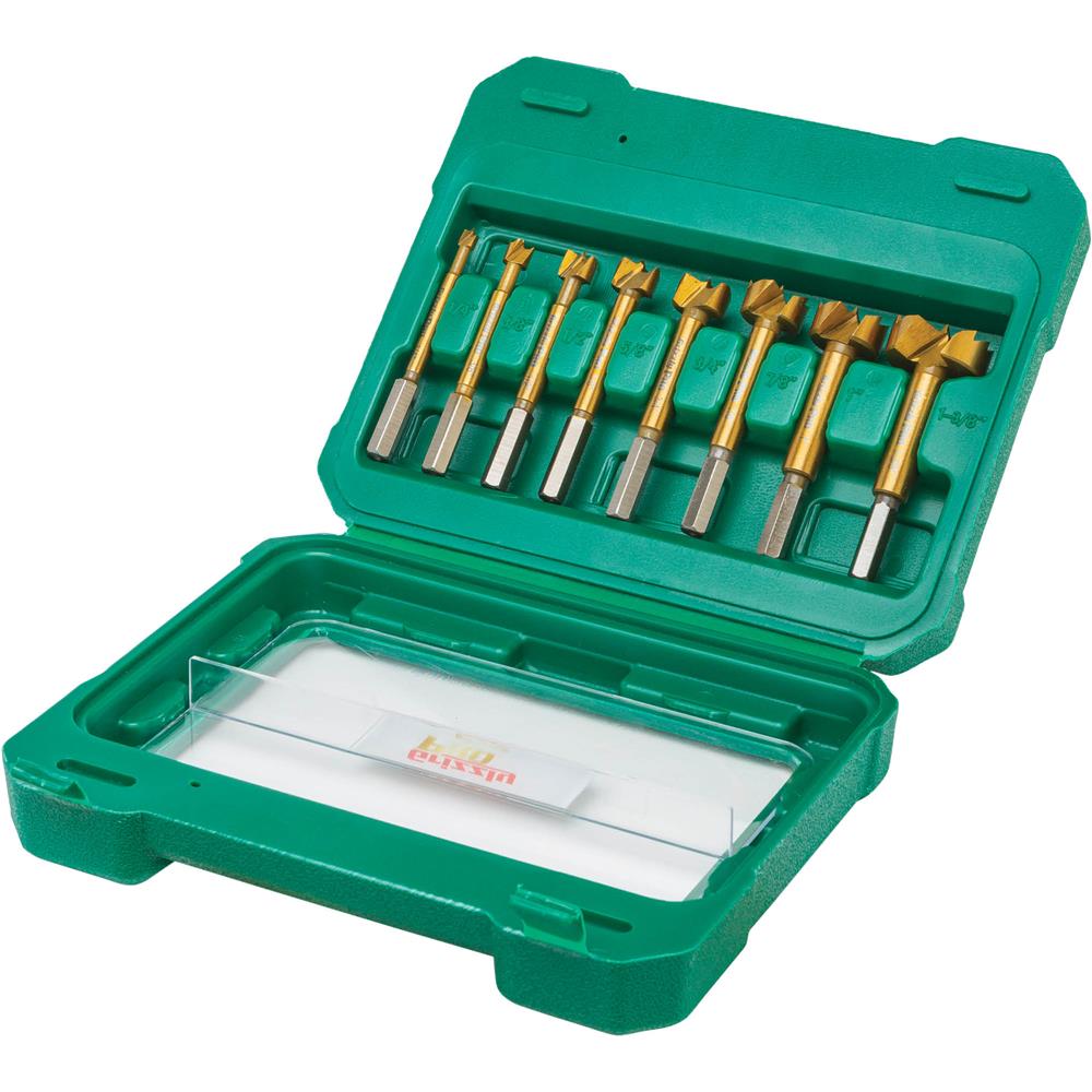 Titanium Coated Hex Shank Forstner Bit Set, 8-Pc. 1/4" - 1-3/8 ...