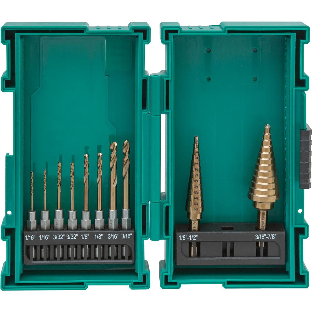 M35 Cobalt Quick-Release Hex Shank Step Drill and Drill Bit Set, 10 Pc ...